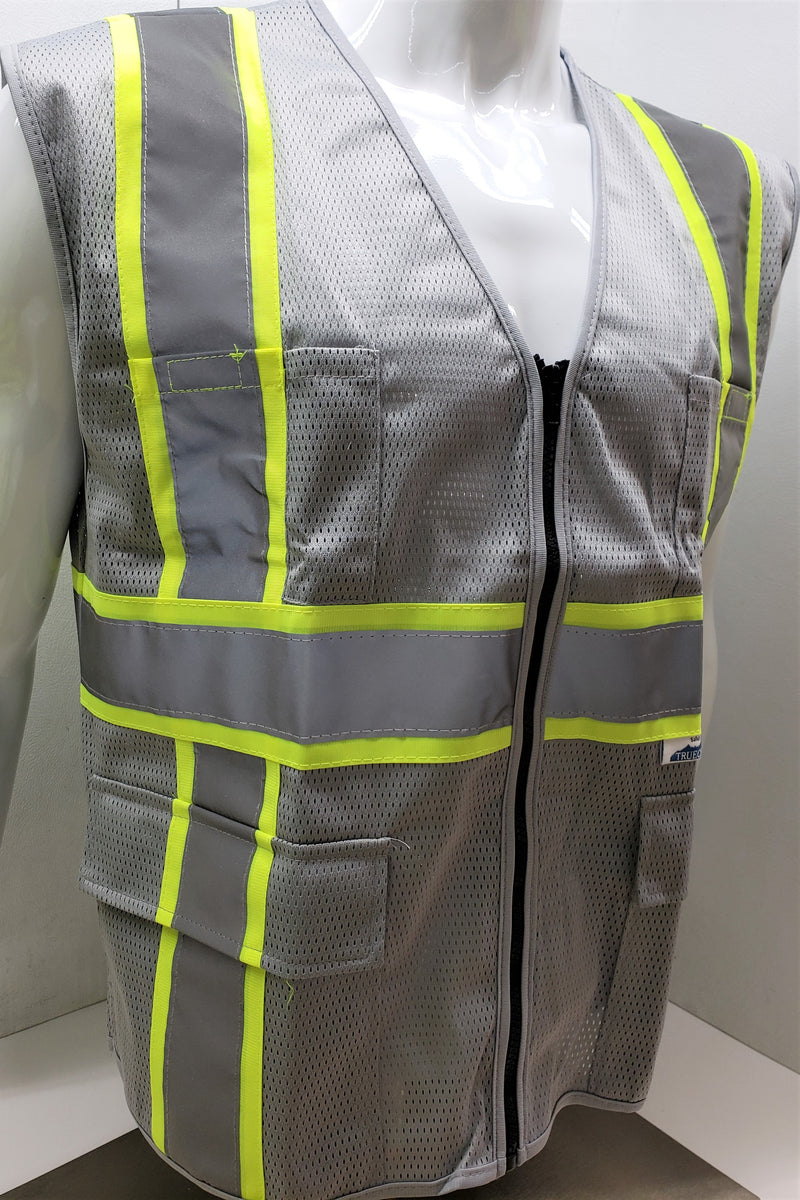 Two Tone Gray Safety Vest with 6 Pockets – RG Safety