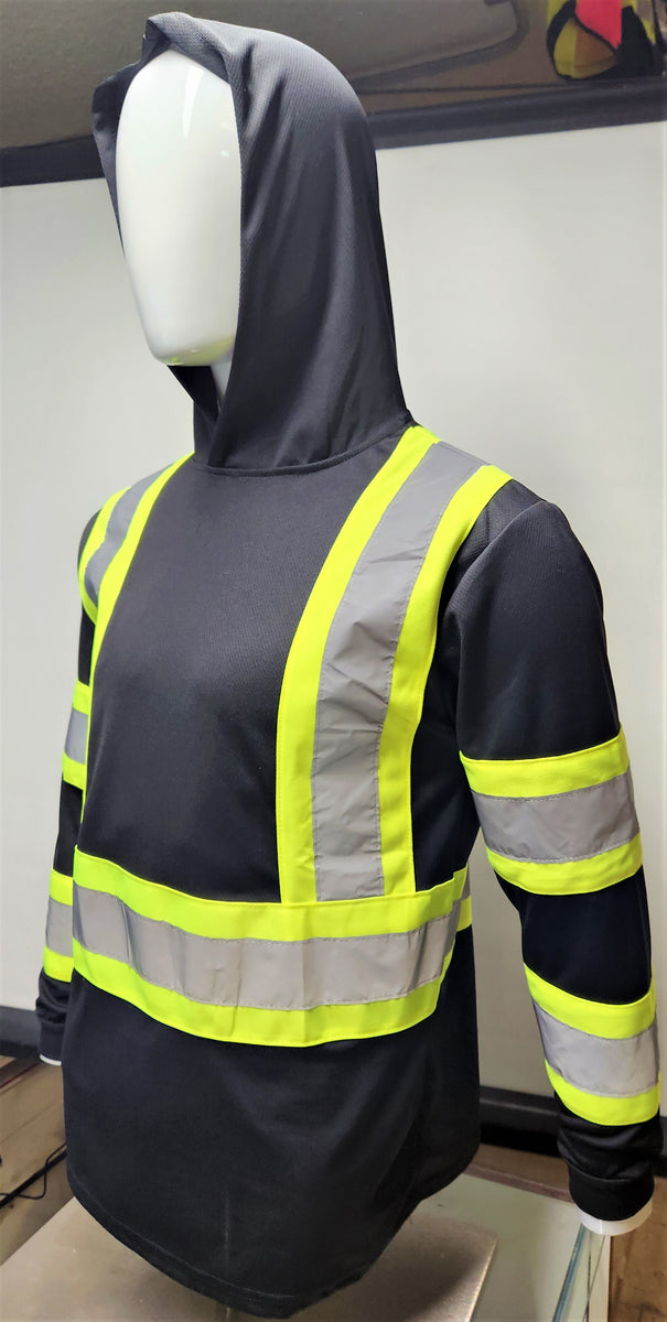TFX Two Tone BLACK Safety Long Sleeve Shirt with hoodie – RG Safety