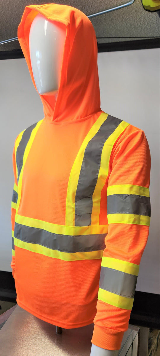 FX Two Tone Orange Safety Long Sleeve Shirt with hoodie – RG Safety