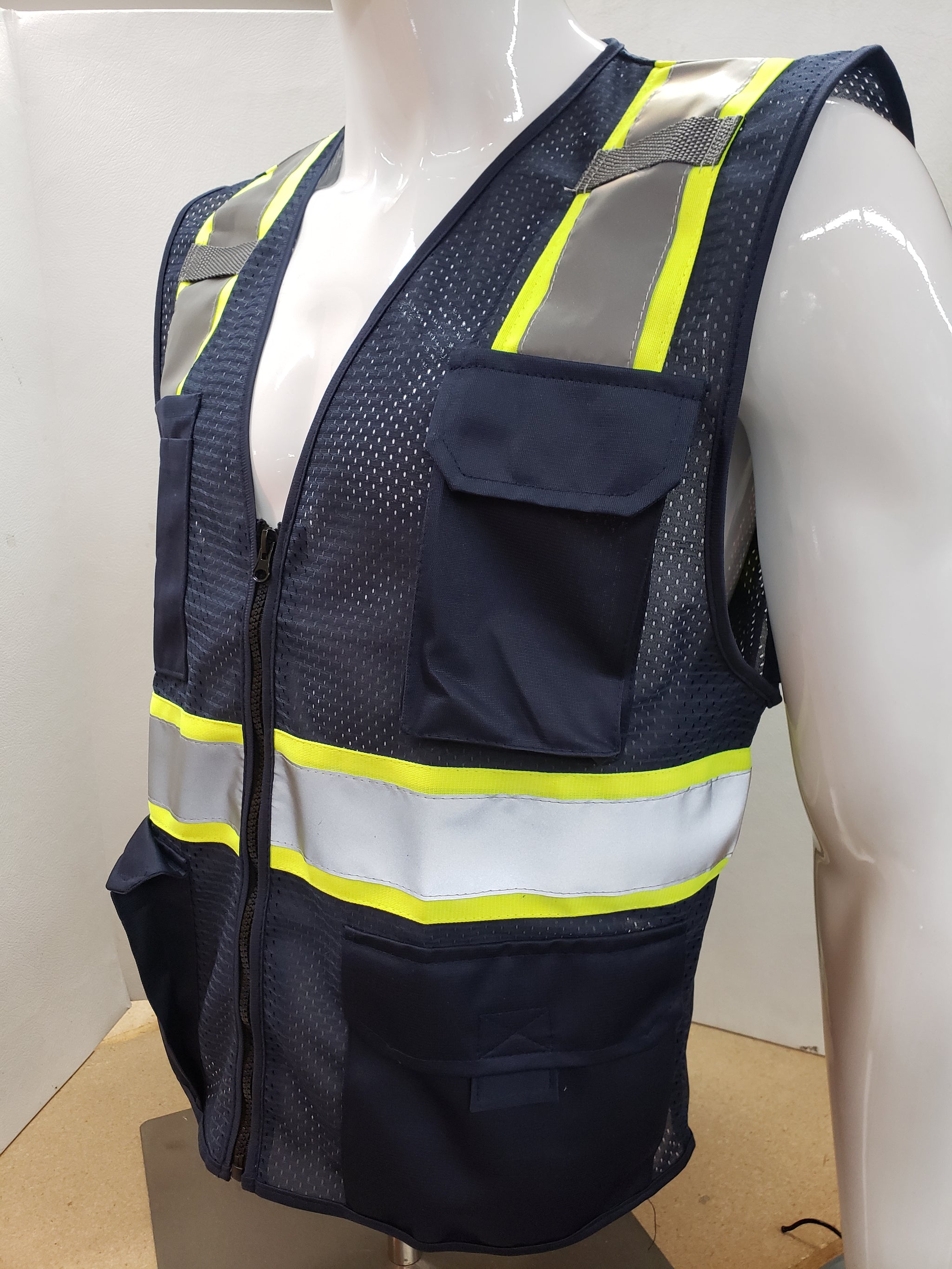 Two Tone Navy Blue Safety Vest with 6 Pockets – RG Safety