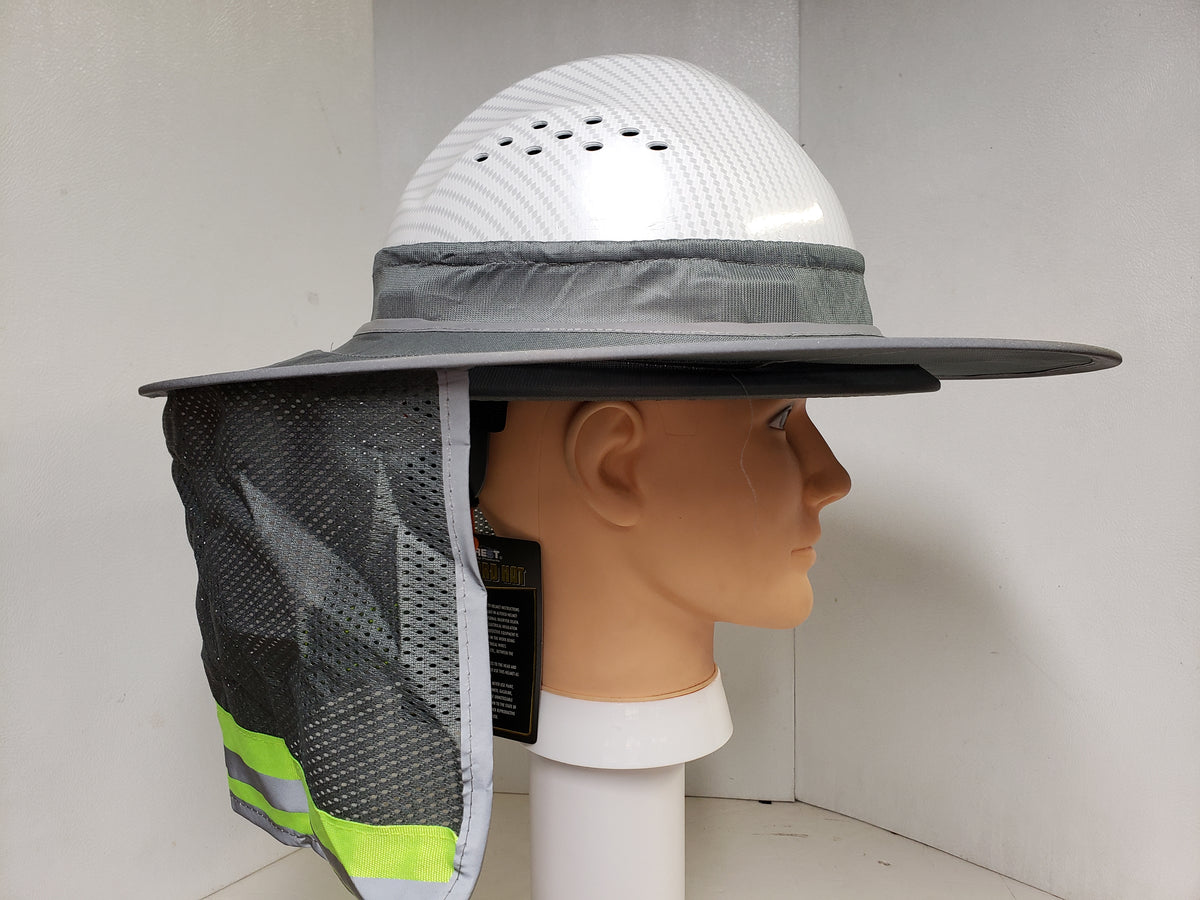 GRAY HI Visibility Reflective Hard Hat Neck Shade with Visor for Full ...
