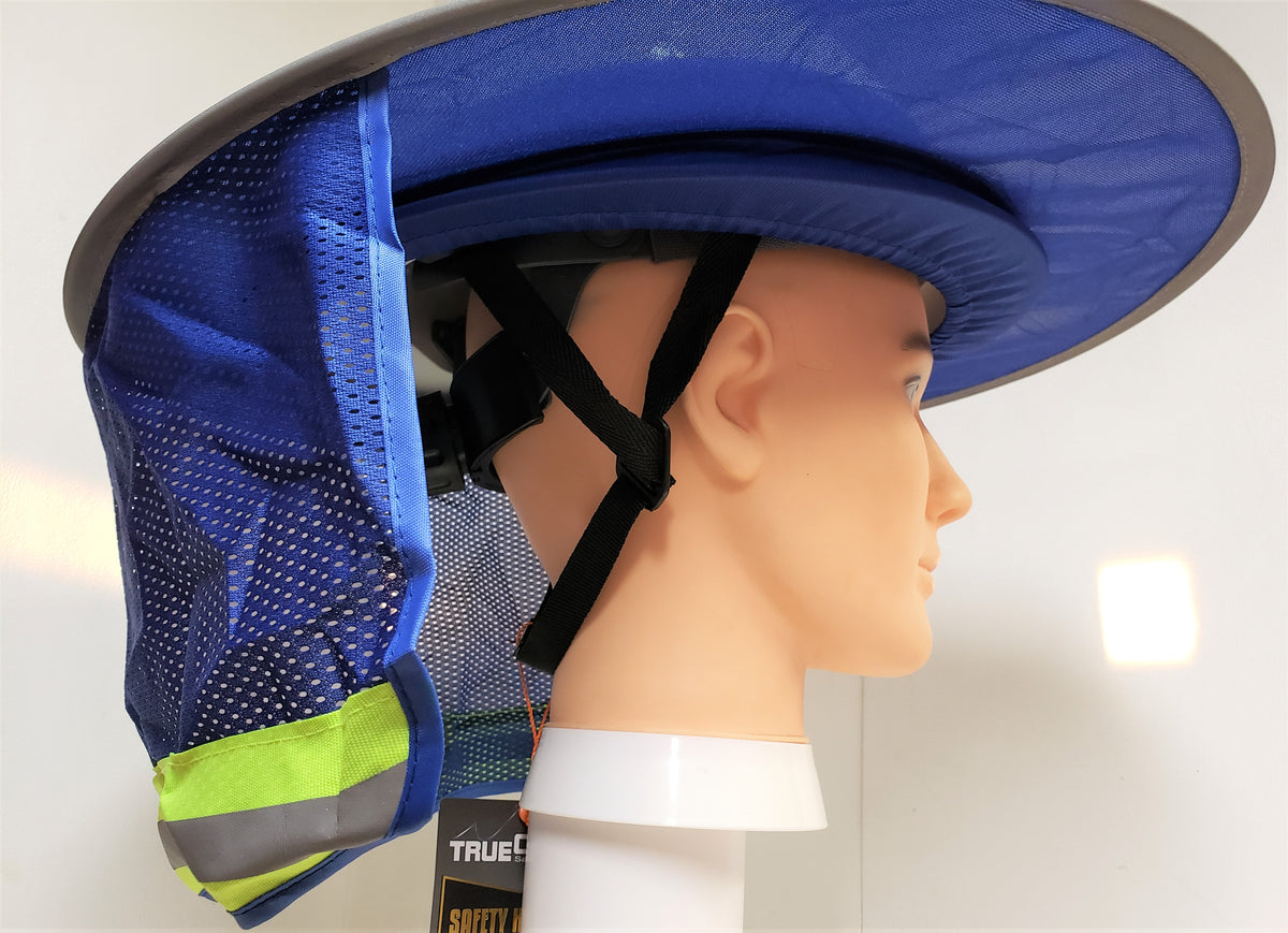 Royal Blue HI Visibility Reflective Hard Hat Neck Shade with Visor for ...